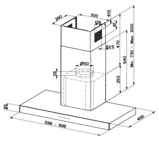 Faber Stilo Glass Smart X/BK A90 komínový digestor | Nay.sk